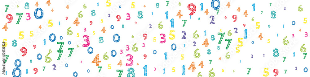 Falling colorful orderly numbers. Math study concept with flying digits ...