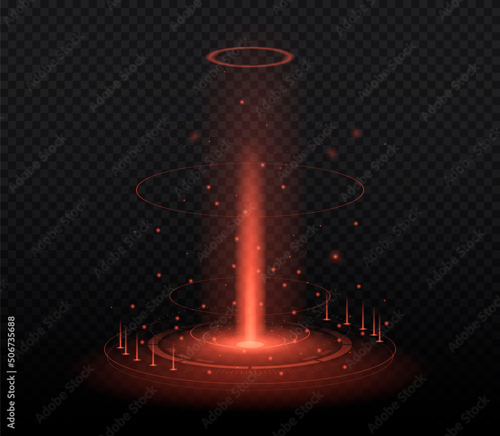 Magic red portal. Teleportation and time travel. Graphic elements for ...