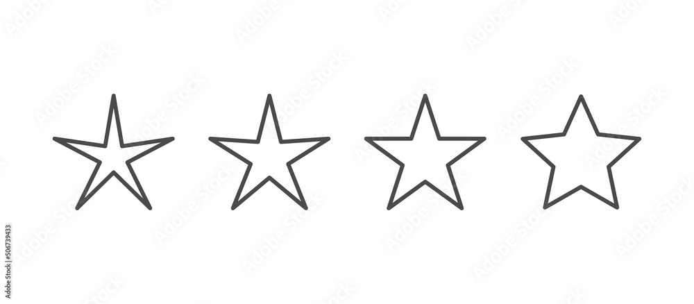Five point stars pictogram set. Star icon collection with variants ...