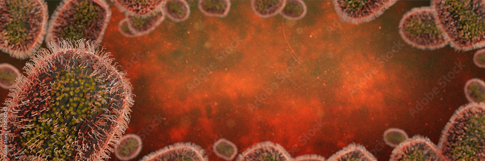 Monkeypox viruses, infectious zoonotic disease, background banner with ...