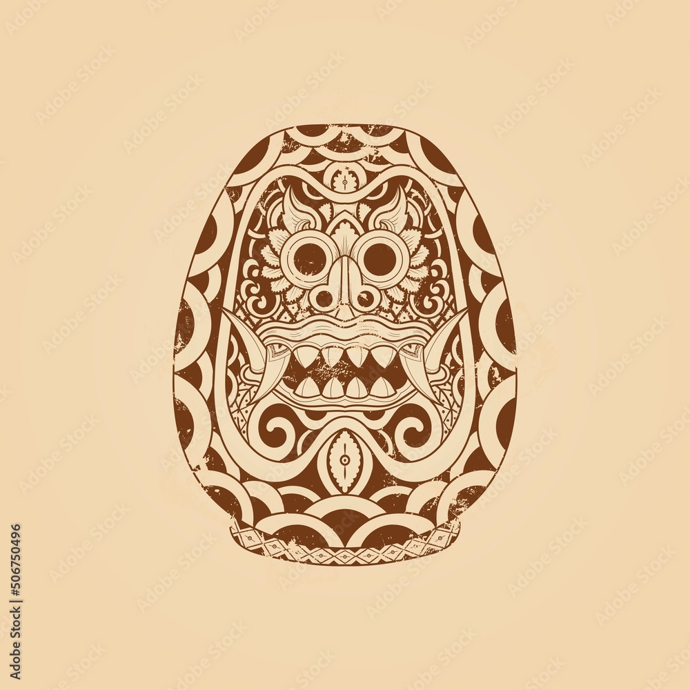 Balinese barong daruma grunge texture vector illustration Stock Vector ...