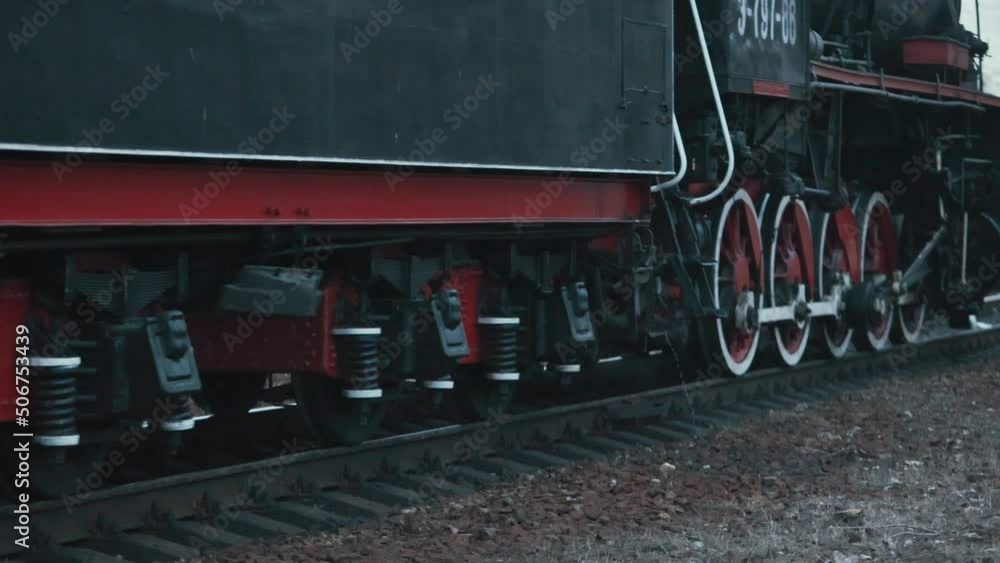 Video „Steam locomotive train approaching station passing through goods ...