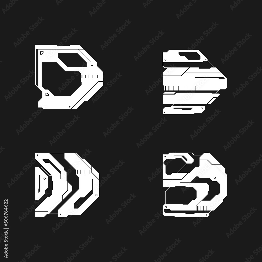 Cyberpunk futuristic arrows set. Tech futuristic design elements set ...