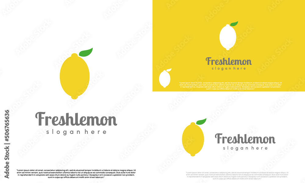 fresh lemon logo design on isolated background Stock Vector | Adobe Stock
