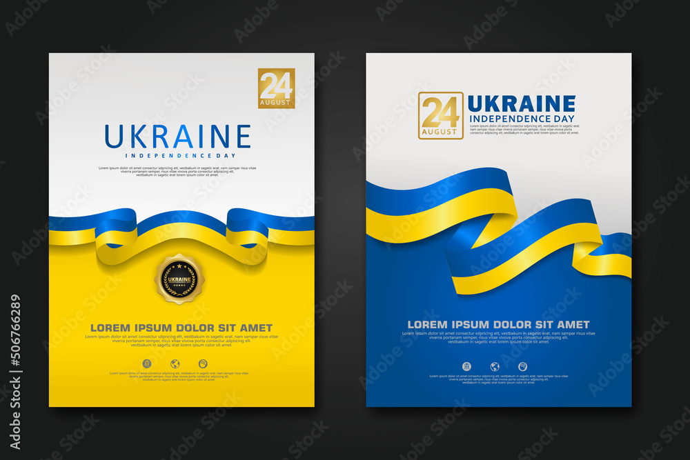 Set poster design Ukraine happy Independence Day background template ...