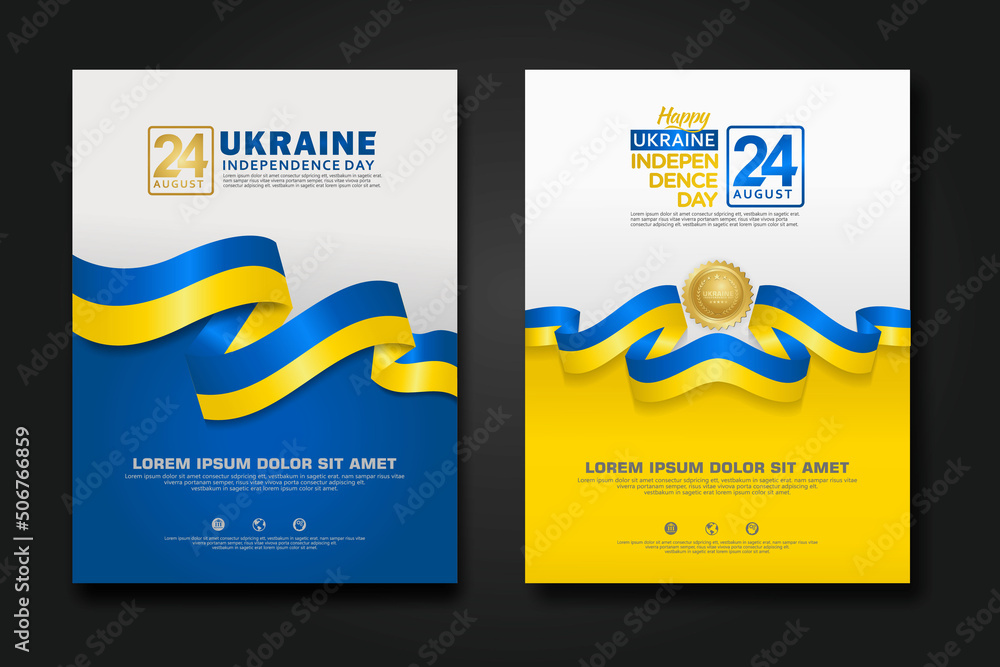 Set poster design Ukraine happy Independence Day background template ...