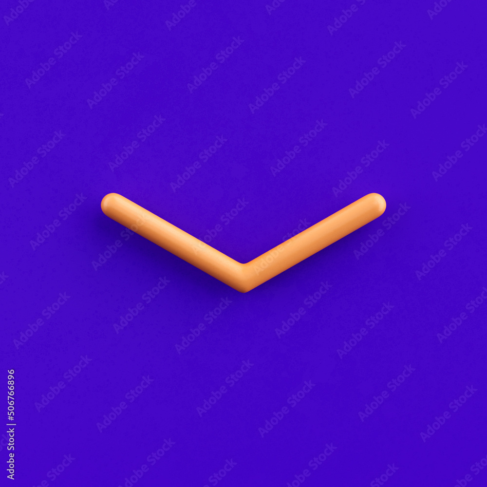 3d icon ctrl down, outline yellow arrow icon, direction symbol, 3d ...