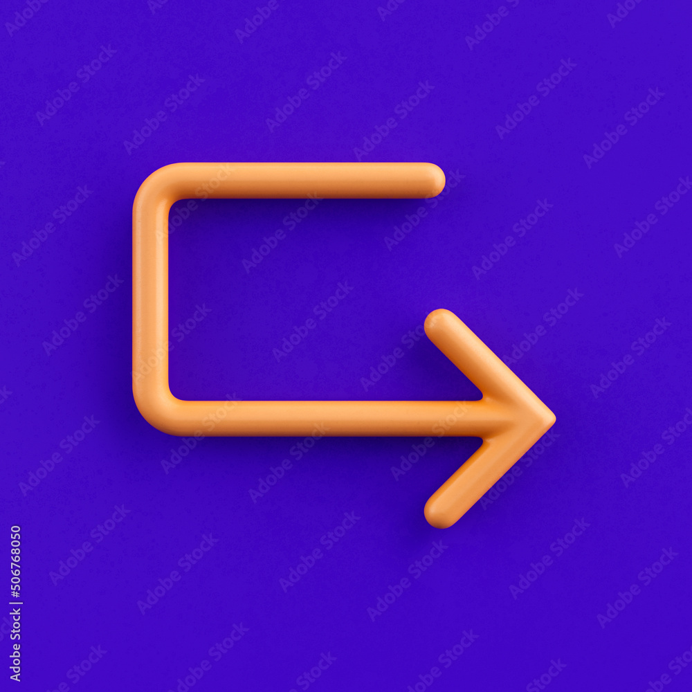 3d icon invert direction, outline yellow arrow icon, direction symbol ...