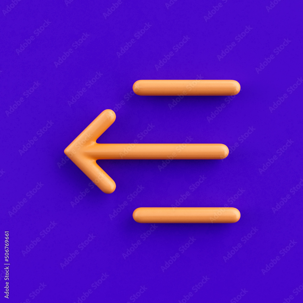 3d icon slide left, outline yellow arrow icon, direction symbol, 3d ...