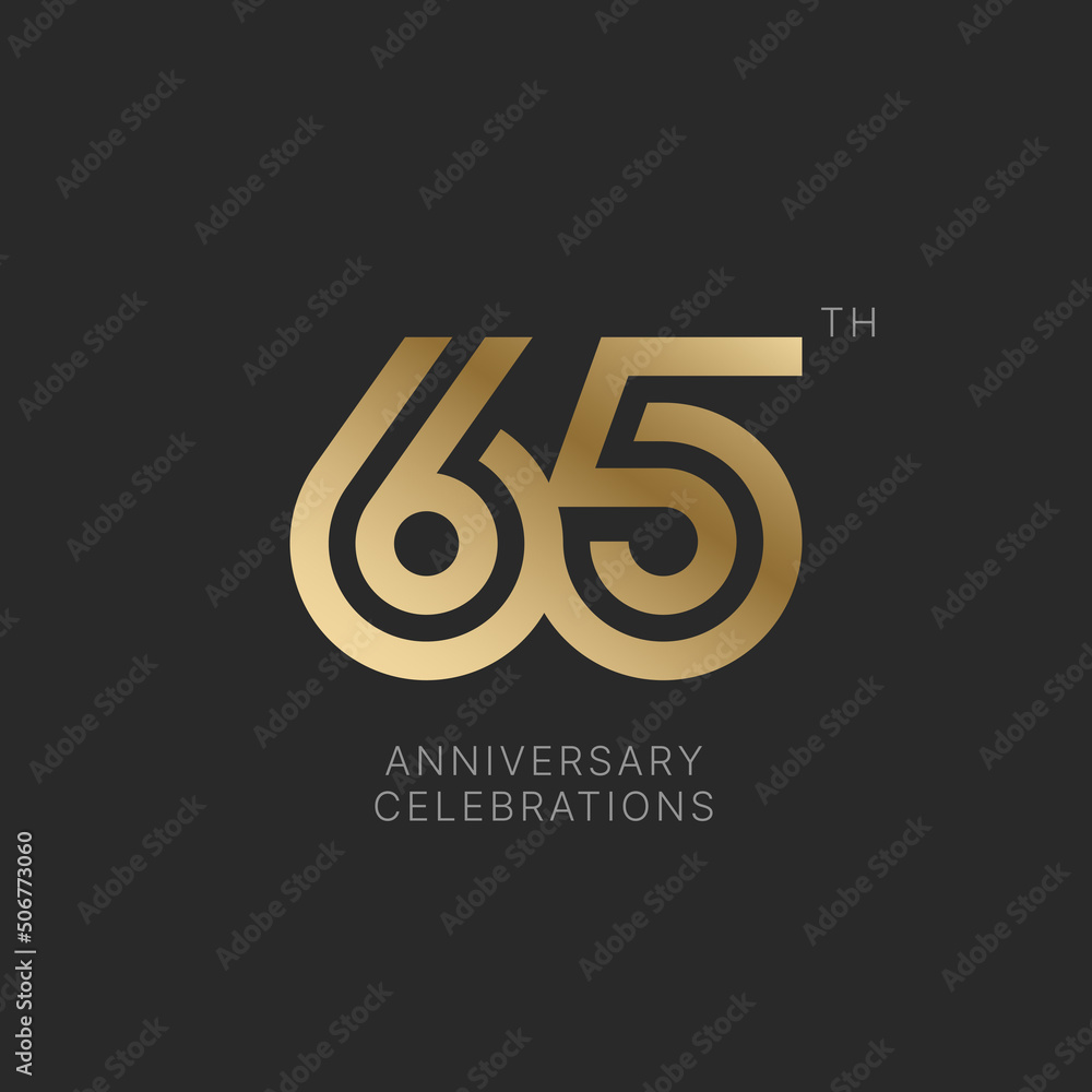 65 years anniversary logo design on black background for celebration ...