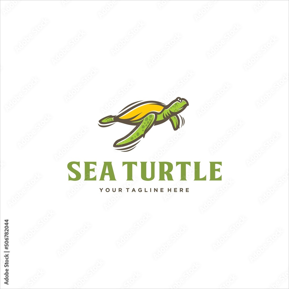 Sea Turtle Logo Design Vector Image Stock Vector | Adobe Stock