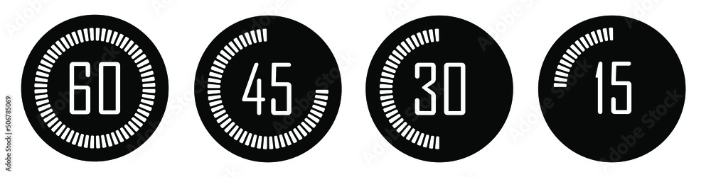Countdown icon vector set. Passage of time illustration sign collection ...