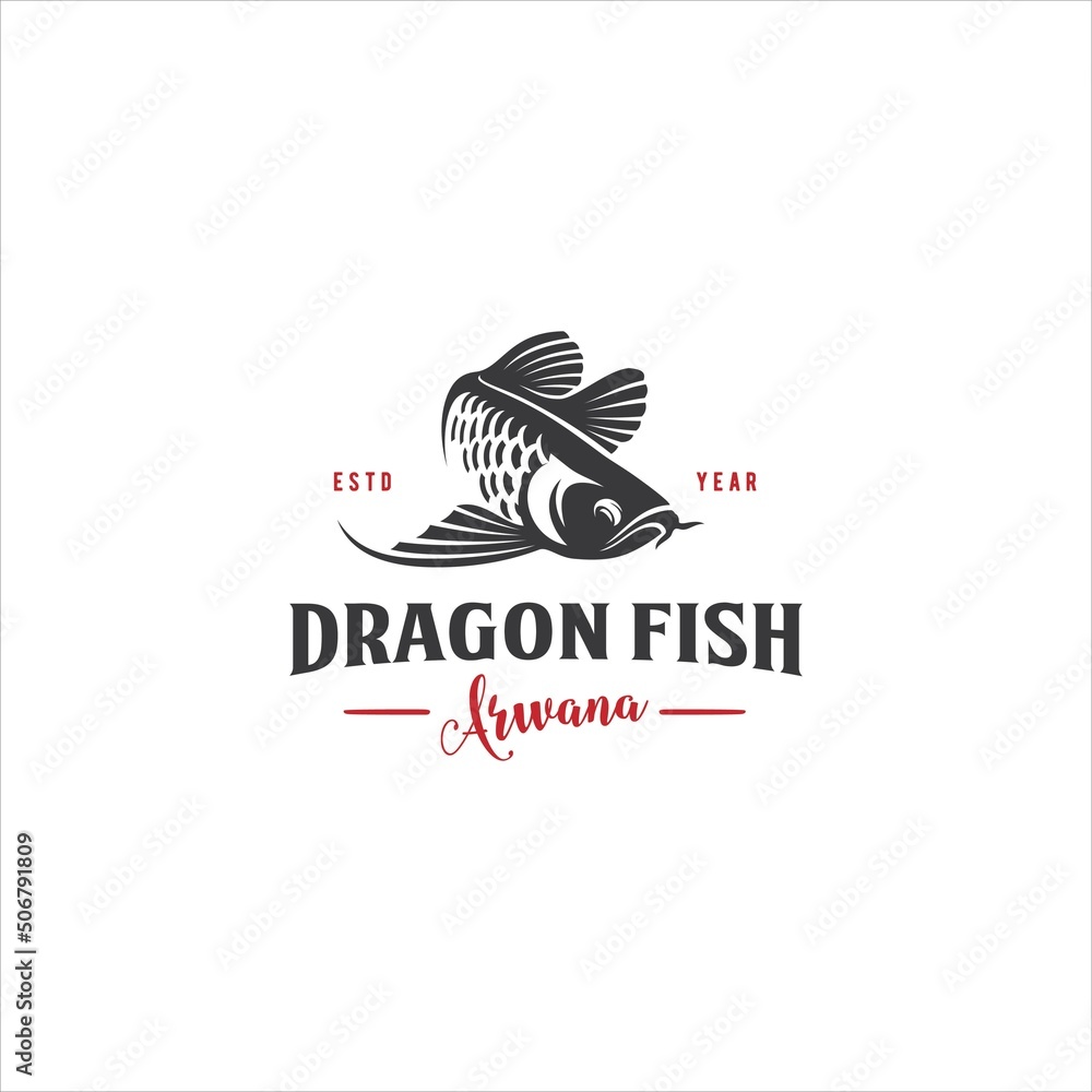 Arwana Dragon Fish Logo Design Vector Image Stock Vector | Adobe Stock
