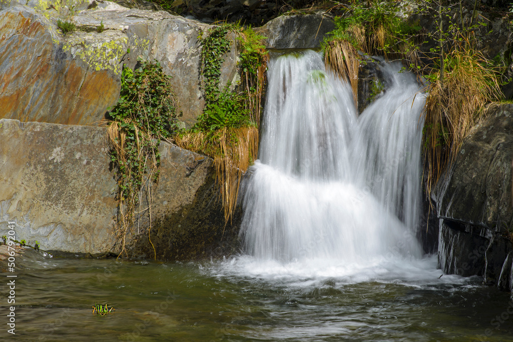 waterfall of pure and crystalline water in the rivers of Las Hurdes ...