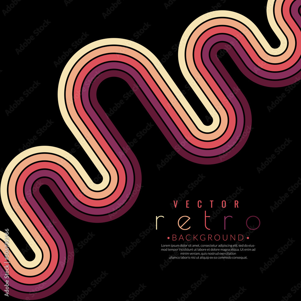 Abstract retro colors wave line background. Vintage color backgrounds ...