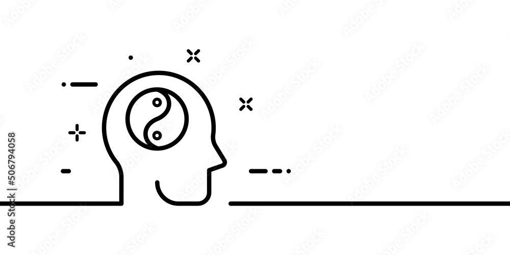 Vetor do Stock: Head and yin yang line icon. Thinking, thought, brain ...