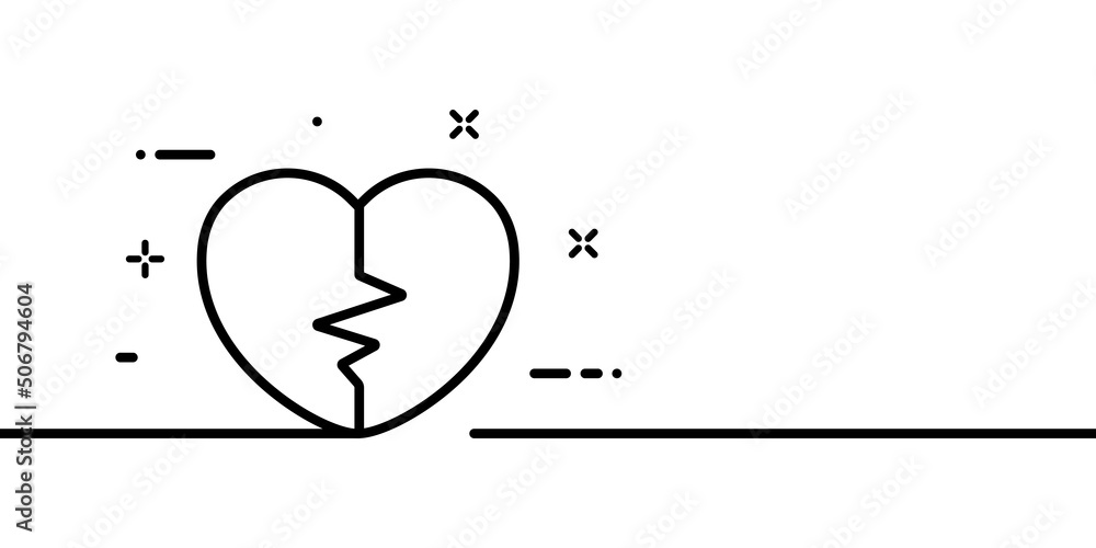 Broken heart line icon. Friendship, love, betrayal, despair ...