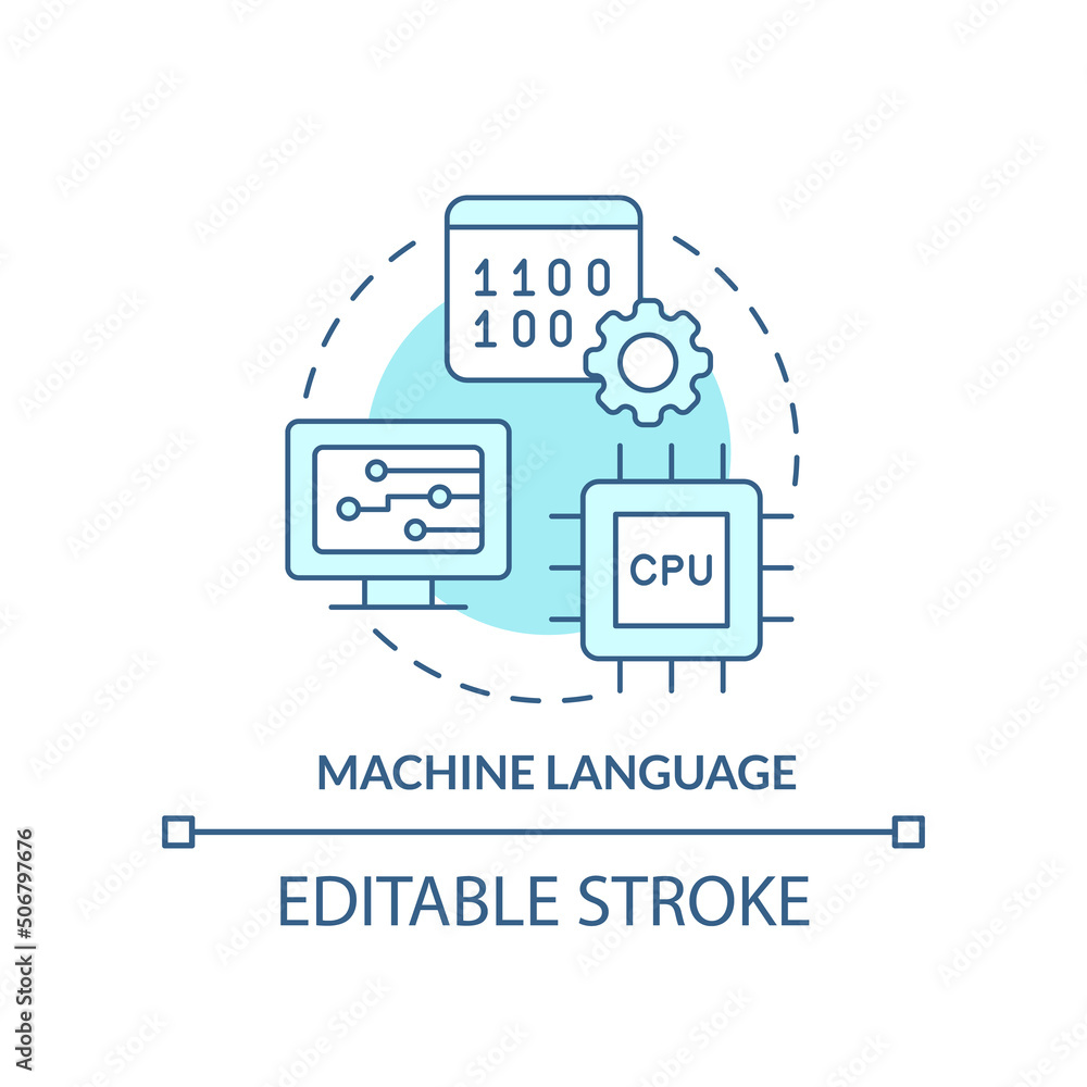 Machine Language Turquoise Concept Icon Object Code Type Of Computer Language Abstract Idea