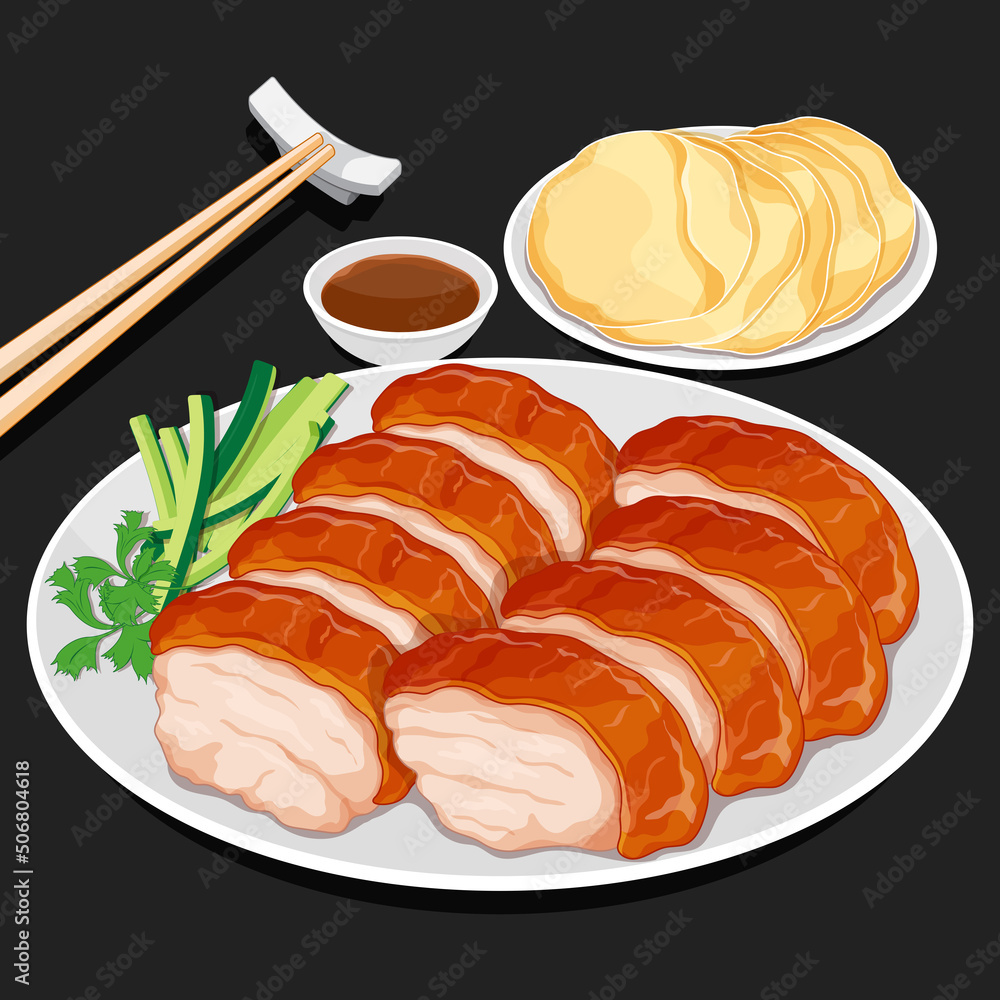 Chinese food peking duck from beijing menu illustration vector. Stock ...