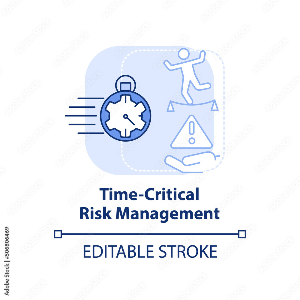Time-critical risk management light blue concept icon. Prioritizing ...
