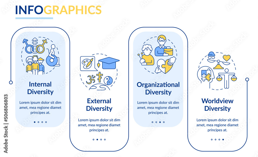 Workplace diversity rectangle infographic template. Corporate tolerance ...