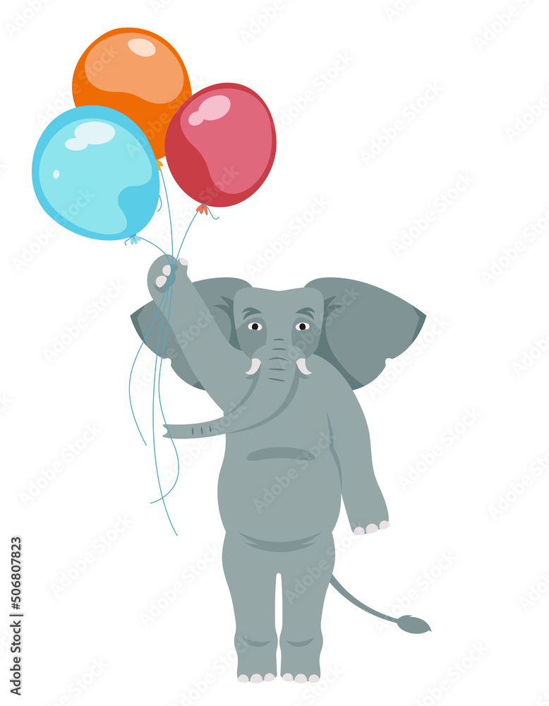 Elephant Holding Balloons