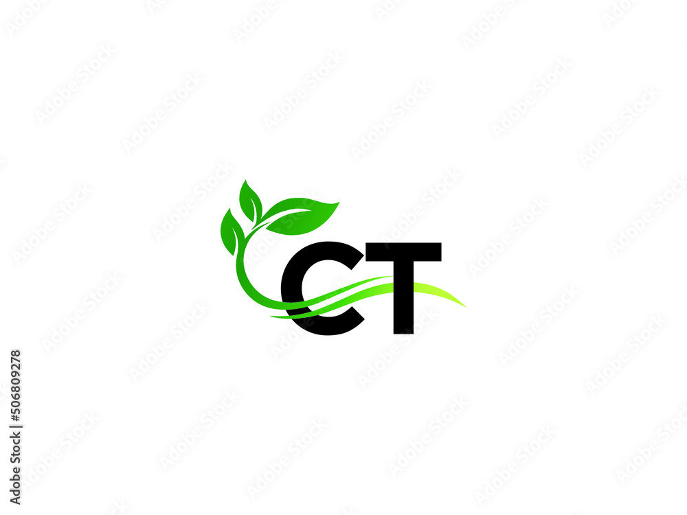 Natural CT Logo Icon, Letter Ct tc Logo Image Design Vector With Green ...