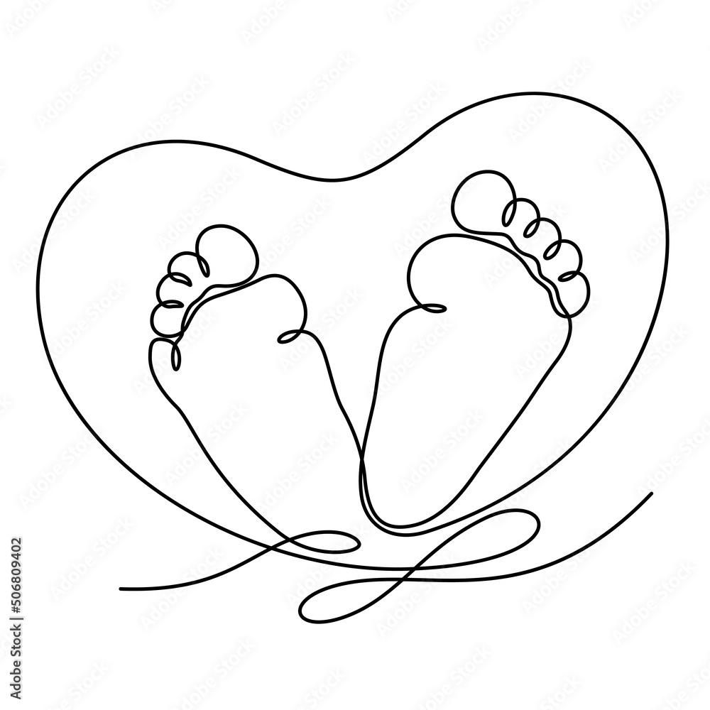 Palm of hands of baby and adult line art vector illustration. One line ...