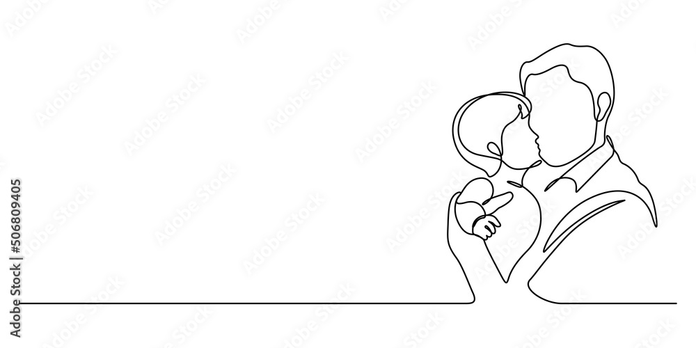 Happy father's day continuous line art illustration for celebration ...