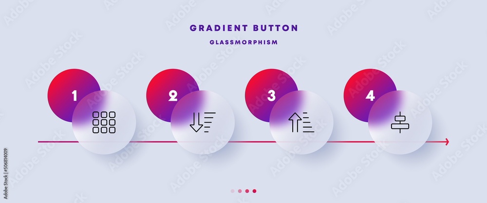 Menu button set icon. Tiles, buttons, arrows, sliders, apps, lists ...