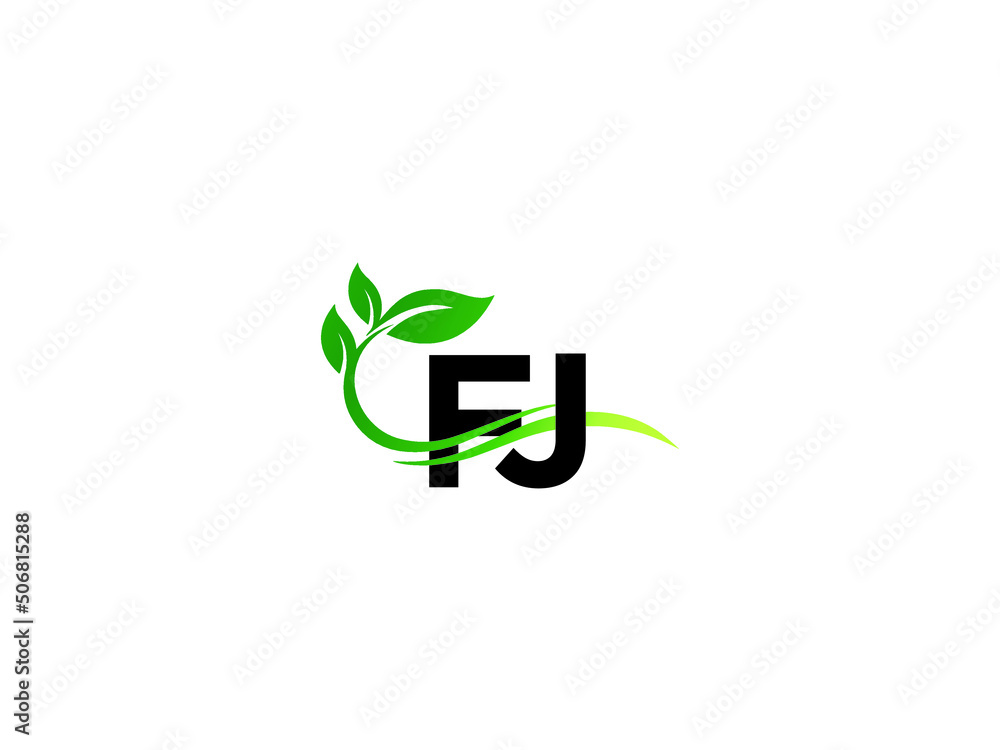 Letter FJ Logo Leaf Design, Colorful Fj jf Logo Letter Vector Green ...