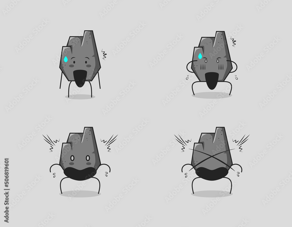 collection of cute stone cartoon character with shocked expression ...