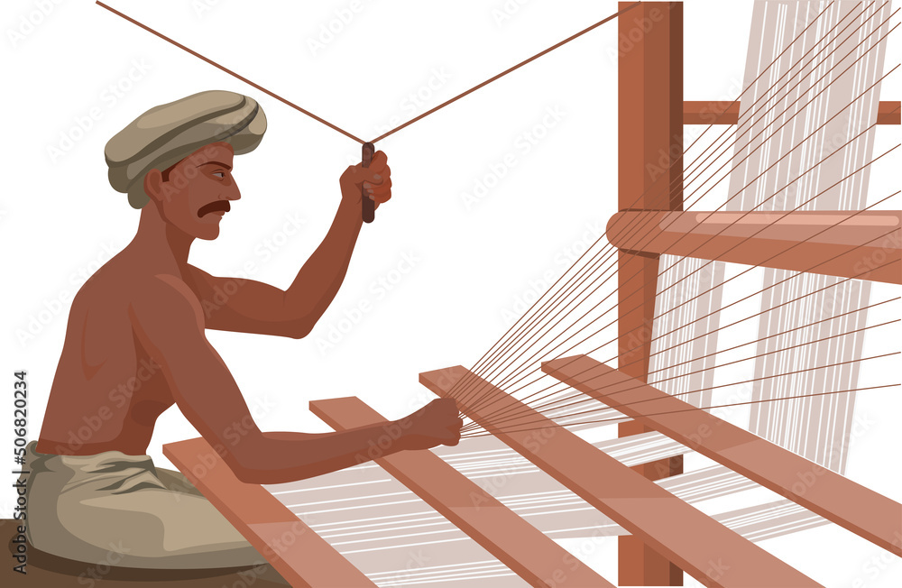 Man weaving, weaver, weaving illustration Stock Vector | Adobe Stock