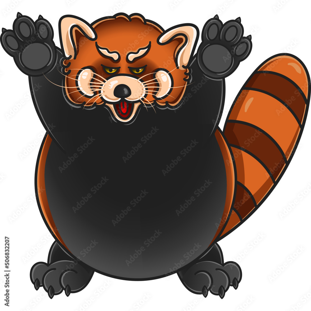 Cute and chubby red panda. Drawn vector graphics for postcards, for ...