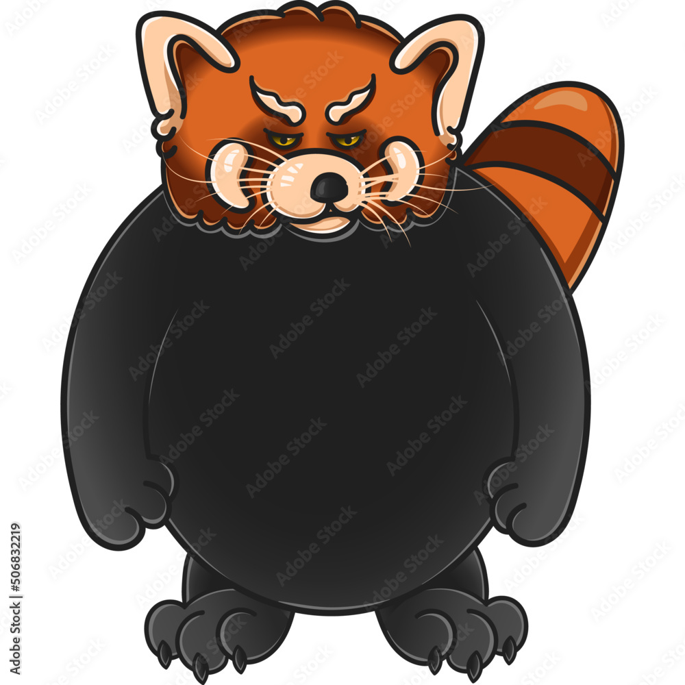 Cute and chubby red panda. Drawn vector graphics for postcards, for ...