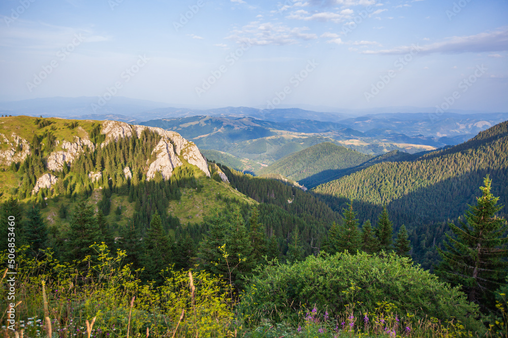 Summer Countryside Mountain Nature Landscape. Picturesque Scenery Green ...