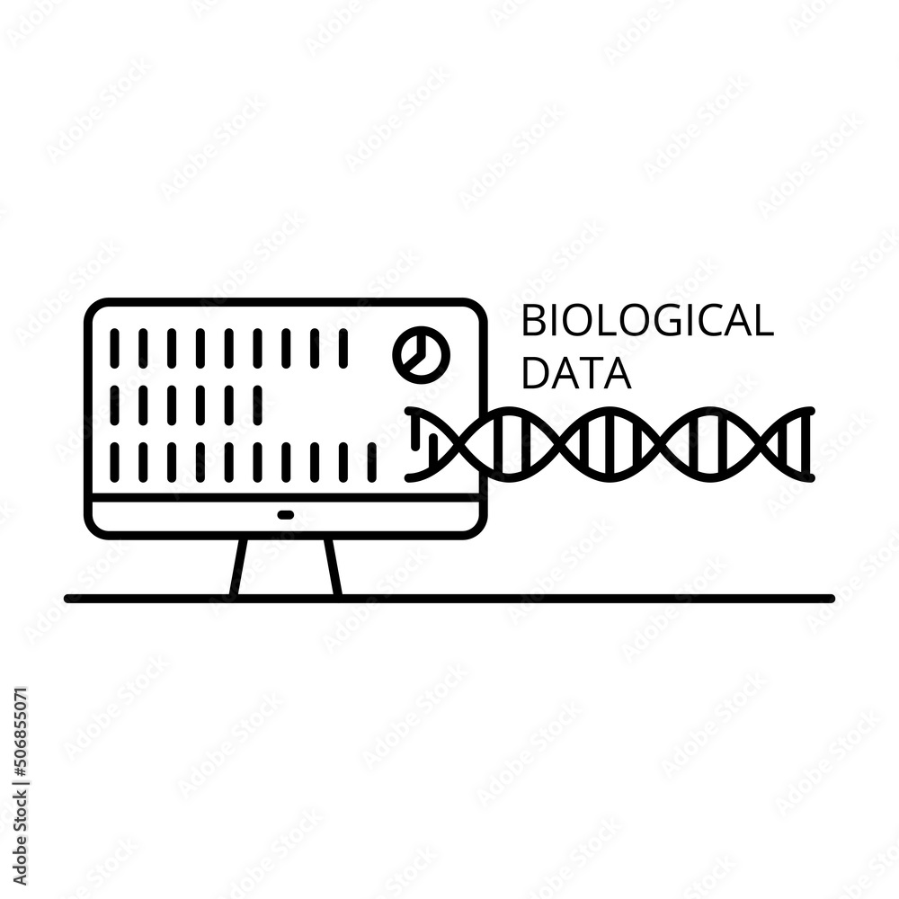 Computer monitor with biological data and dna molecule vector ...