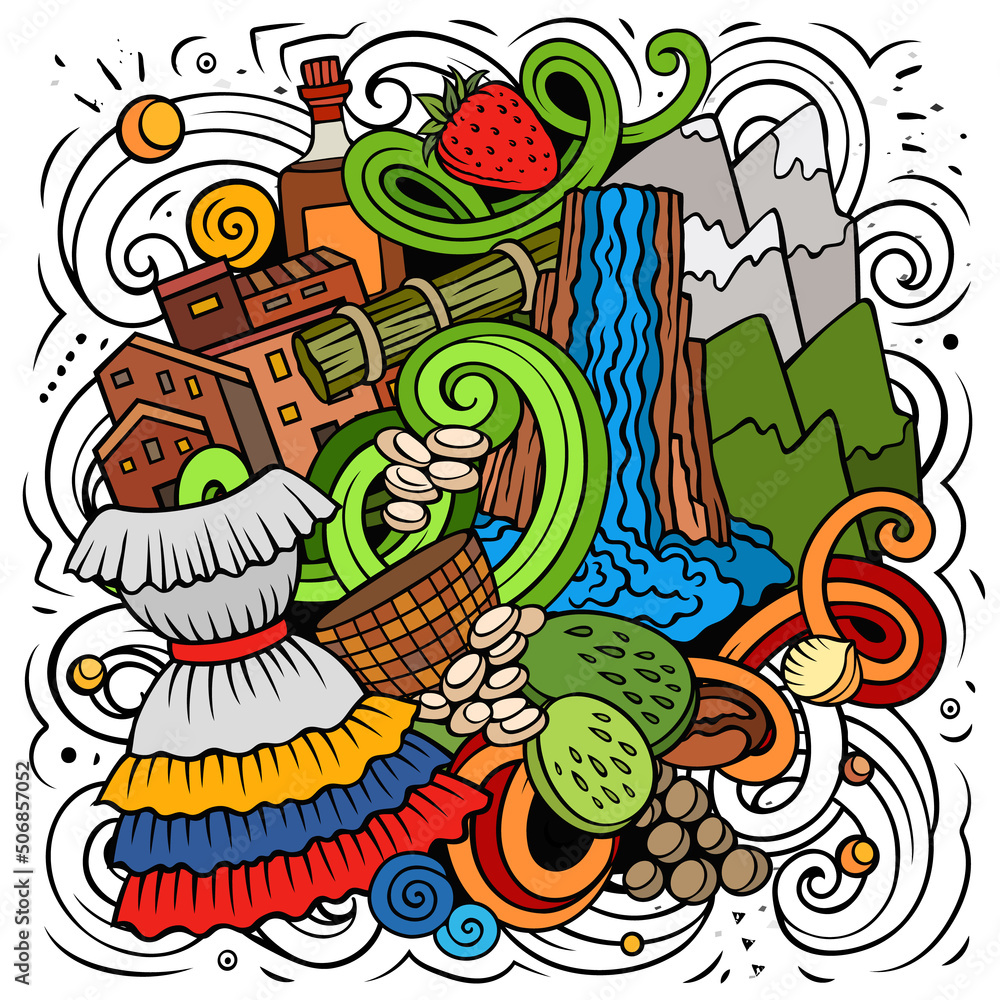 Venezuela hand drawn cartoon doodles illustration. Stock Vector | Adobe ...