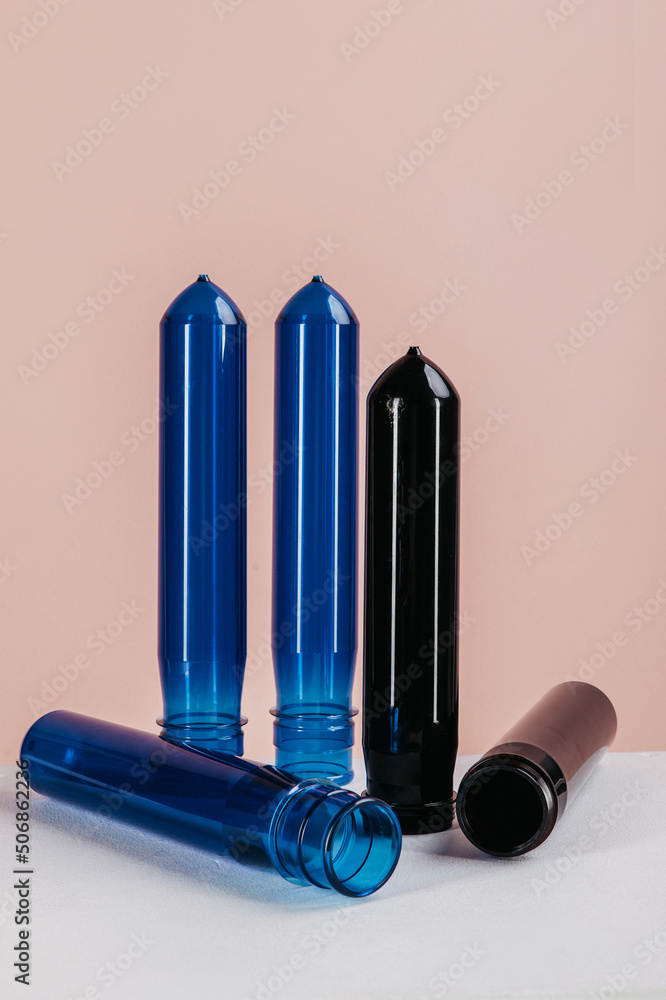 Preforms for PET bottles and kegs before the blow molding, filling and ...