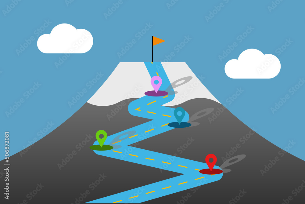 Graphic design of plan roadmap for goal pin point for project ...