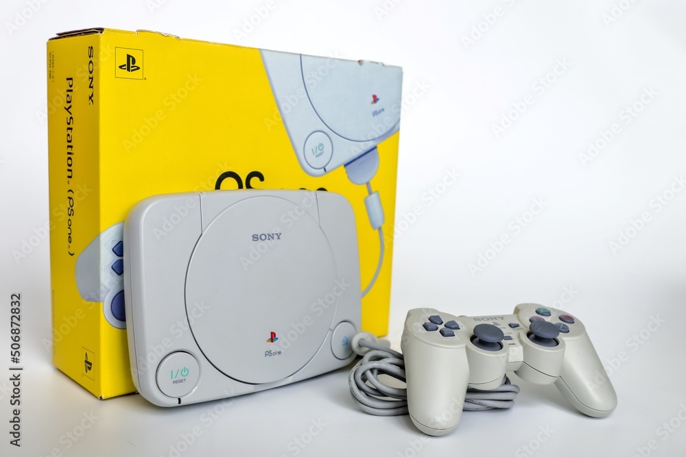 Bangkok, Thailand - May 22, 2022 : The paper box with PS One model ...