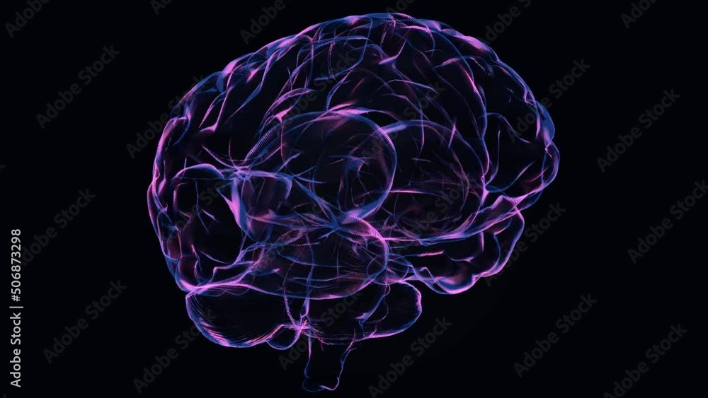 3d rendering Digital Brain bid Data. Flying inside Artificial Intelligence. Illustration of ...