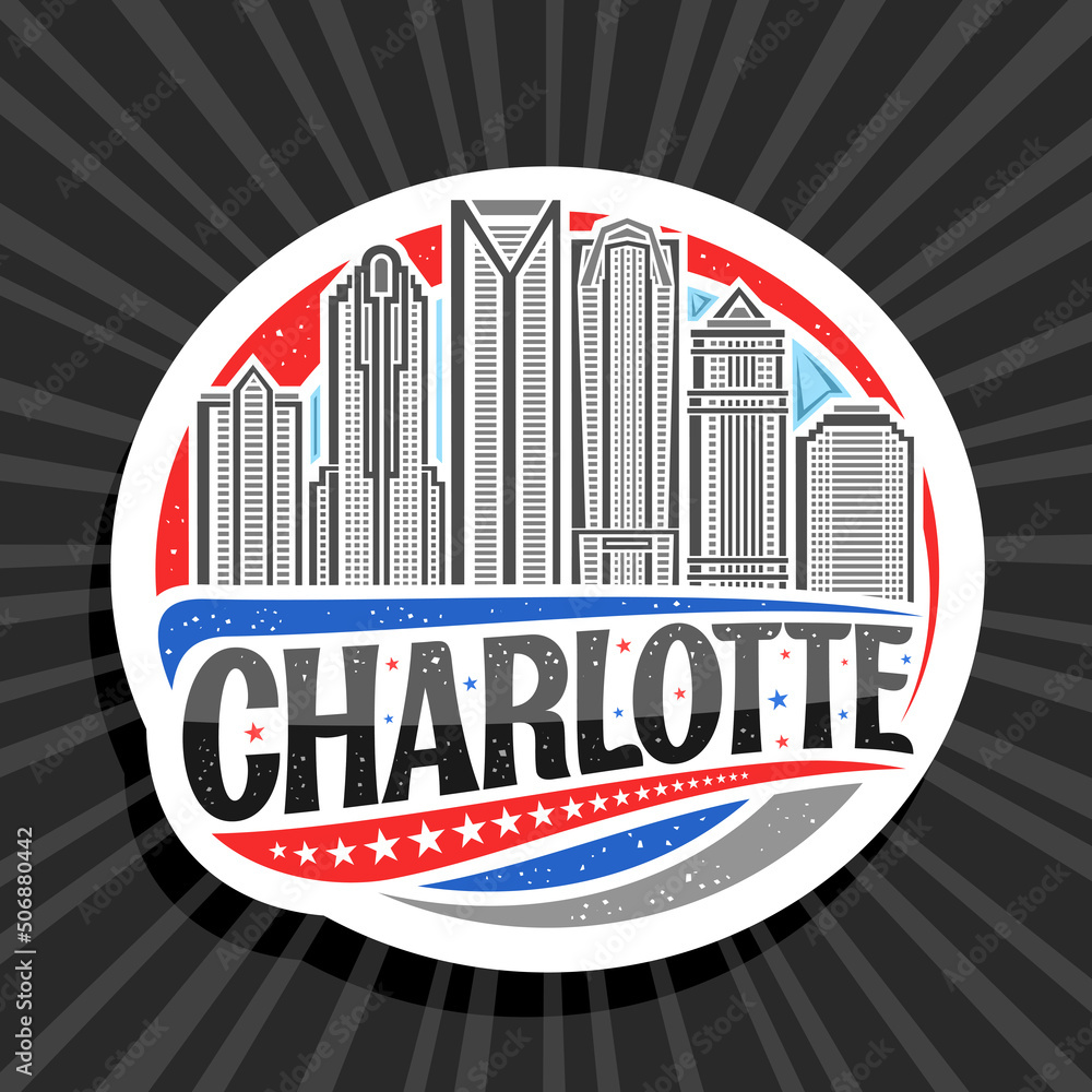 Vector logo for Charlotte, white decorative tag with simple line ...