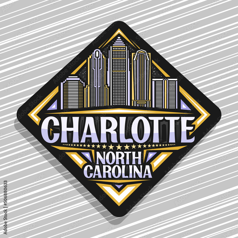 Vector logo for Charlotte, black rhombus road sign with simple ...