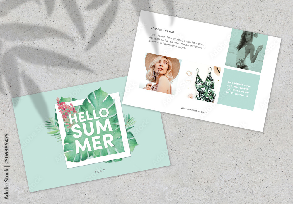 Hello Summer Postcard Stock Template | Adobe Stock