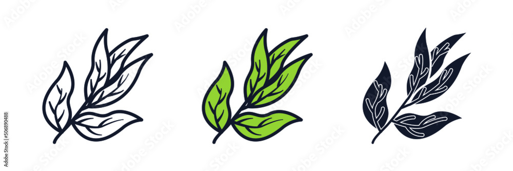 bay leaves icon symbol template for graphic and web design collection ...