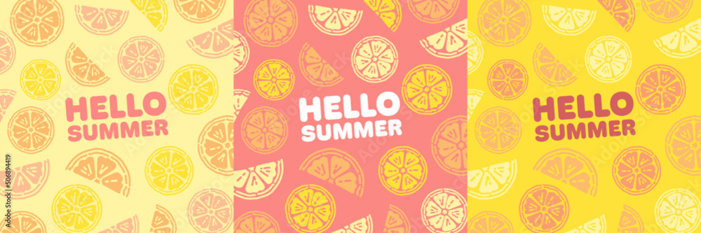 Hello Summer Citrus Backgrounds Collection, Square Template. Lemon ...