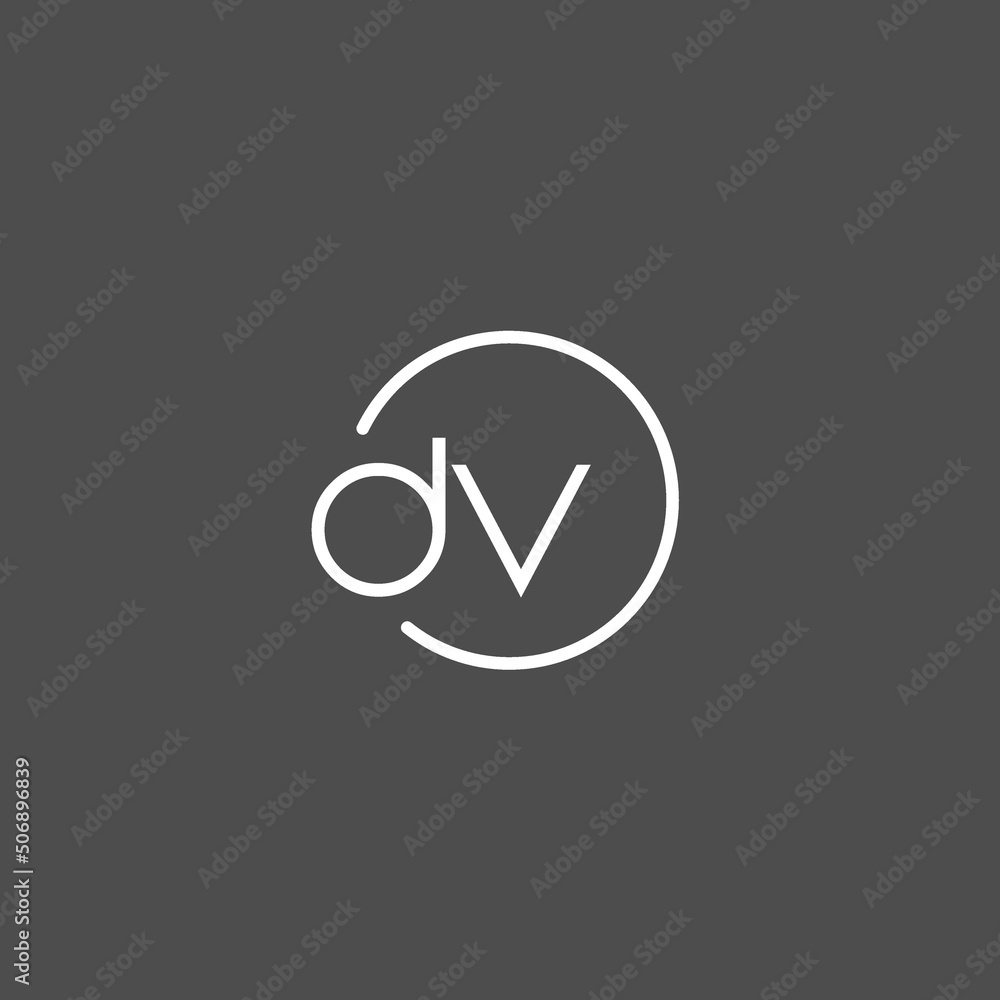 Letter DV logo monogram with circles line style, simple but elegant ...