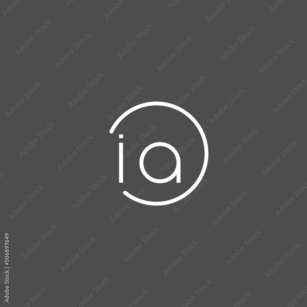 Letter IA logo monogram with circles line style, simple but elegant ...