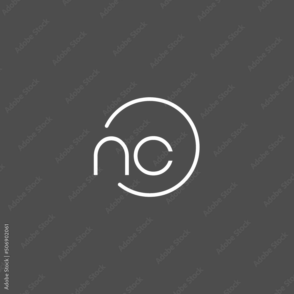 Letter NC logo monogram with circles line style, simple but elegant ...